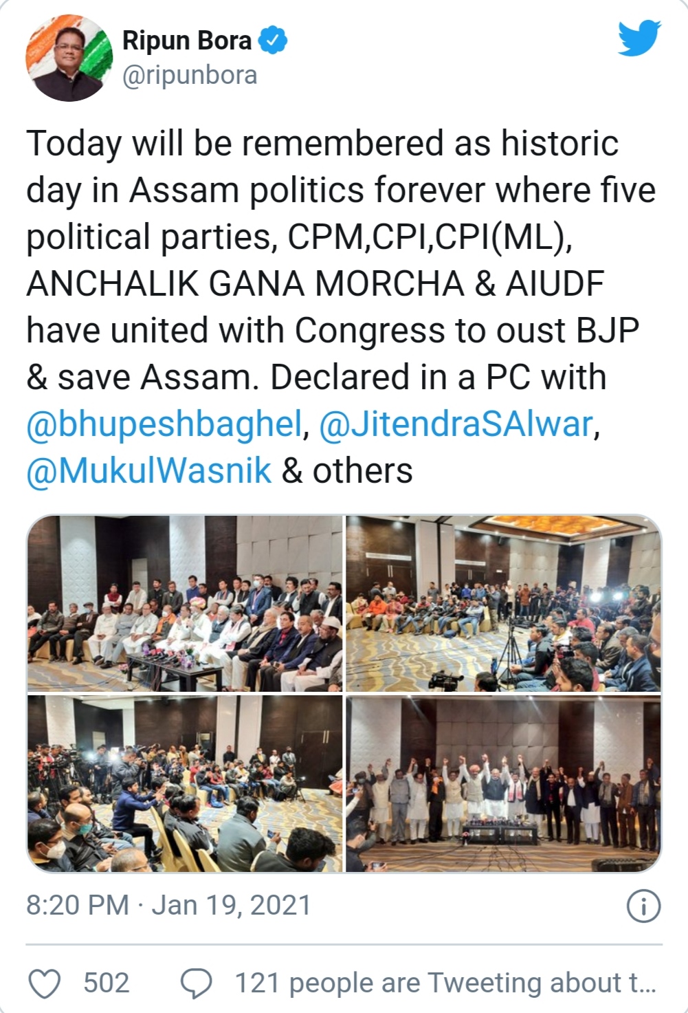 Assam elections Congress forms coalition with AIUDF, 4 other left ...